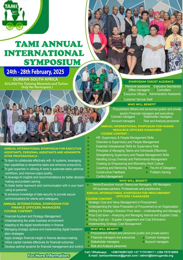 TAMI ANNUAL INTERNATIONAL SYMPOSIUM – 24th – 28th FEB 2025 – TAMI Uganda